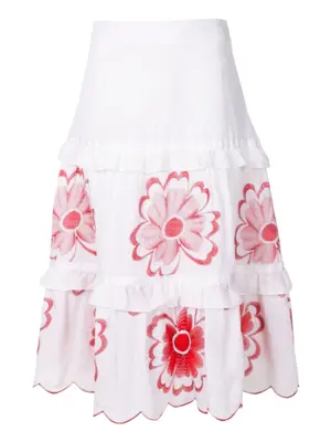 AMIR SLAMA Amir Slama Floral-Embroidered Tiered Skirt