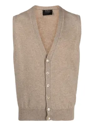 DELL'OGLIO V-neck Cashmere Vest - Neutrals