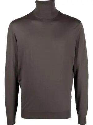 DELL'OGLIO Merino-wool Roll-neck Jumper - Brown