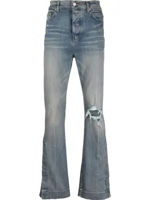 Amiri Ripped Detail Bootcut Jeans - Blue