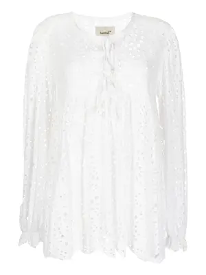 BAMBAH Crochet Flared Blouse - White