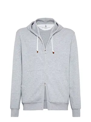 Brunello Cucinelli Zipped Cotton-blend Hoodie - Grey