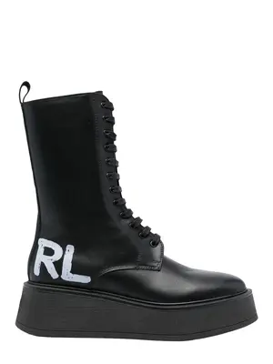 Karl Lagerfeld Logo-print Combat Boots - Black