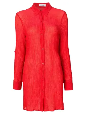 AMIR SLAMA Crinkle-finish Shirt Dress - Red