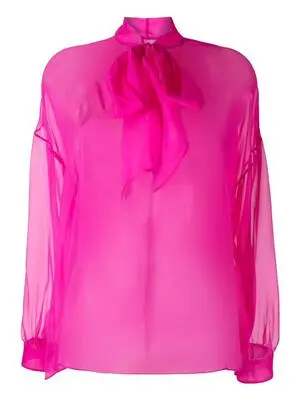 Valentino Garavani Sheer Tie-fastening Blouse - Pink