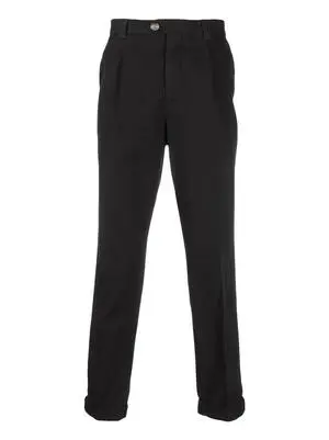 Brunello Cucinelli Cropped Cotton Trousers - Black