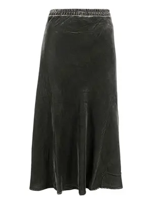 Gold Hawk Velvet Maxi Skirt - Grey