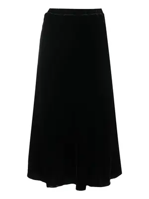 Gold Hawk Velvet Maxi Skirt - Black