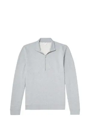 Sunspel Cotton-jersey Half-zip Sweatshirt - Gray