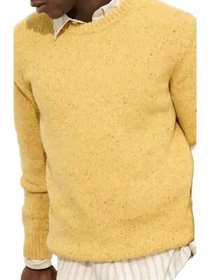 ALEX MILL Donegal Crewneck Merino Wool Blend Sweater - Sunflower