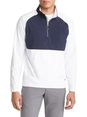 Cutter & Buck Adapt Hybrid Quarter Zip Pullover - White/navy Blue