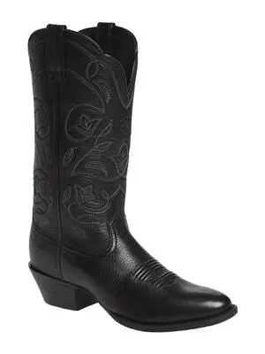 Ariat Heritage Western R-toe Boot - Black Leather