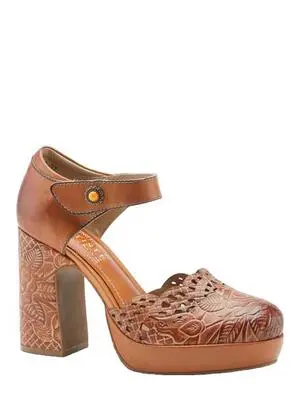 SPRING STEP SHOES Mary Jane Platform Pump - Camel Multi