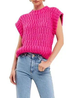 English Factory English Factory Chunky Cap Sleeve Sweater Fuchsia