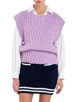 English Factory Chunky Cap Sleeve Sweater - Lilac