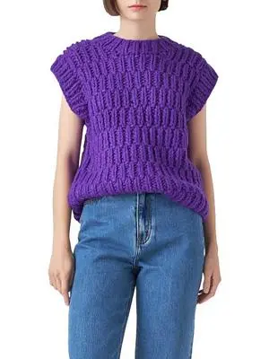 English Factory Chunky Cap Sleeve Sweater - Purple