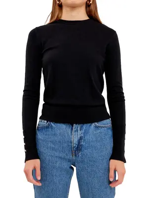 Endless Rose Endless Rose Button Cuff Sweater Black