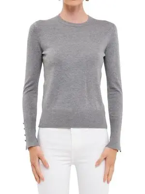 Endless Rose Endless Rose Button Cuff Sweater Grey