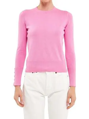 Endless Rose Button Cuff Sweater - Pink