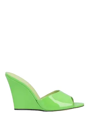 Paris Texas Leather Wedge Slides - Green
