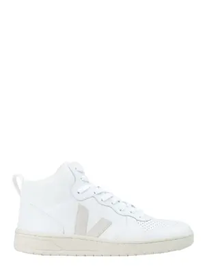 VEJA V-15 Leather High-top Sneakers - White