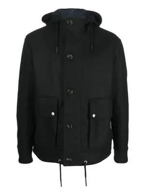PT TORINO Buttoned Hooded Jacket - Black