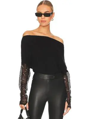 Michael Lauren Boat Neck Top - Black