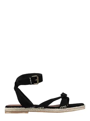 Ba&sh Leather Espadrille Sandals Black