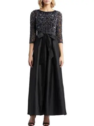 Pisarro Nights Pisarro Nights Sequin Bodice Gown Black/gunmetal