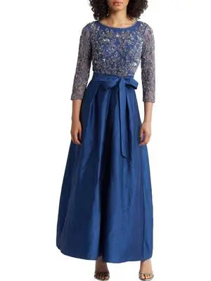 Pisarro Nights Pisarro Nights Sequin Bodice Gown Denim