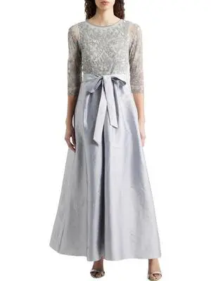Pisarro Nights Sequin Bodice Gown - Silver