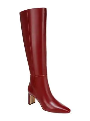 Sam Edelman Sylvia Wide Calf High Heel Boots Cabernet Red Leather