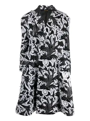 Comme Des Garçons Floral Jacquard Double-breasted Coat - Black