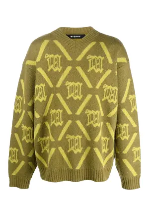 MISBHV Logo Print Merino-mohair Blend Jumper - Green