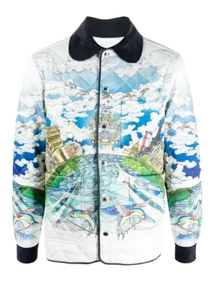 Casablanca Graphic-print Quilted Jacket - White