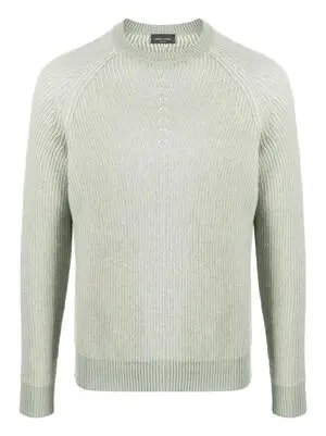 ROBERTO COLLINA Ribbed Knit Crew-neck Jumper - Green