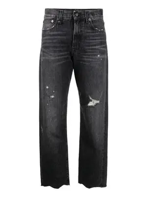 R13 Distressed Cropped Jeans - Black
