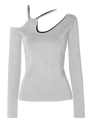 JW Anderson Cutout Metallic Knitted Top - Silver