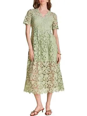 Endless Rose Endless Rose Allover Lace Midi Dress Sage