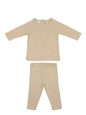 MANIÈRE Wave Stripe Top & Pants Set Sand