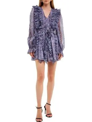 Endless Rose Ruffle Snake Print Minidress - Purple Multi