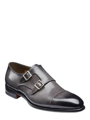 Santoni Carter Cap Toe Double Monk Strap Shoes Grey