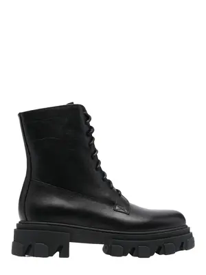 CHIARA FERRAGNI Leather Lace-up Boots - Black