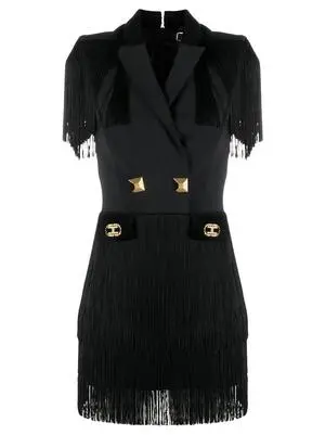 ELISABETTA FRANCHI Fringed-Detailing Mini Blazer Dress