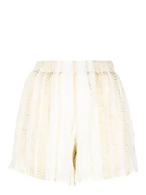 Zeus+dione Embroidered High-waist Shorts - Gold