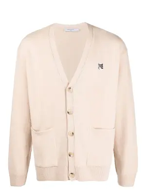 Maison Kitsuné Fox Head Patch Cardigan - Neutrals