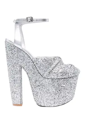 Giambattista Valli 195mm Glittered Platform Pumps - Grey