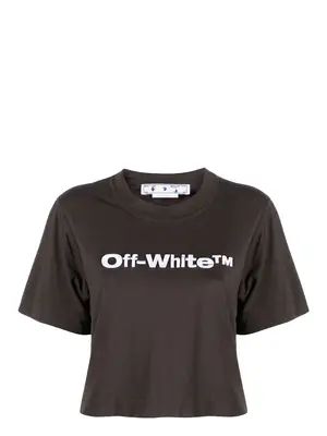 Off-White Cropped Logo T-shirt - Black