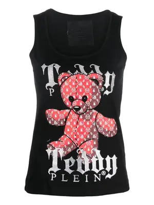 Philipp Plein Teddy Plein Sleeveless Tank Top - Black