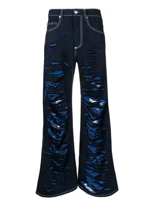Marni Distressed Straight-leg Jeans - Blue